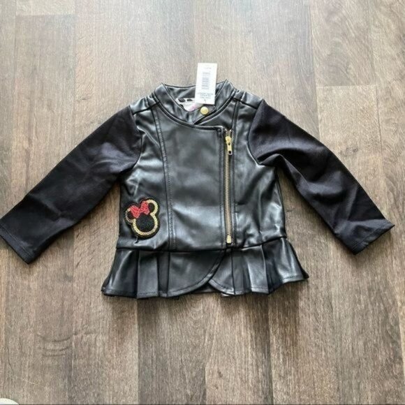 Disney | Jackets & Coats | Disney Minnie Mouse Faux Leather Motto ...